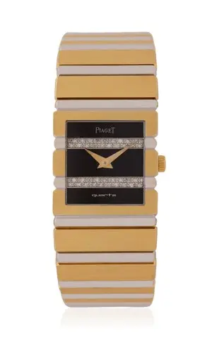 STEPHANIE WINDSOR Rare Vintage Piaget Polo 18k Yellow And White And Onyx And Diamond Watch - Gold
