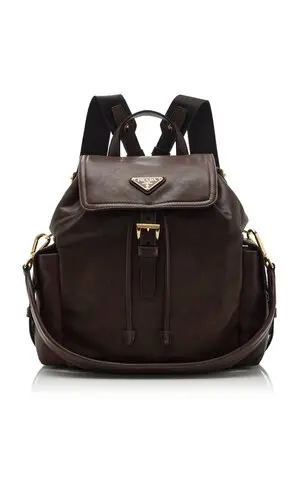 Prada Leather Backpack - Brown