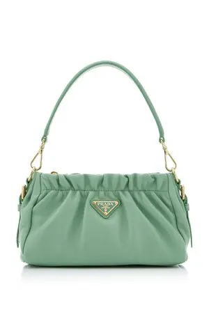 Prada Leather Top Handle Bag - Blue