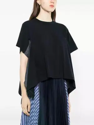 Sacai Cotton T-shirt With Flared Hem - Blue