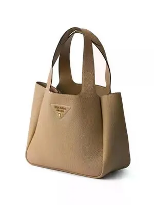 Prada Small Leather Tote Bag - Neutrals