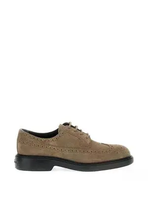 Hogan Suede Perforated-details Oxford Shoes - Brown