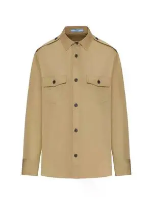 Prada Button Poplin Shirt - Neutrals