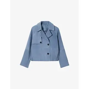 Whistles Double-breasted Suede Trench Jacket - Blue