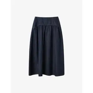 Whistles High-rise A-line Denim Midi Skirt - Blue