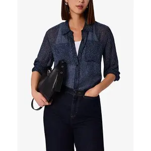 Whistles Grid-pattern Semi-sheer Woven Shirt