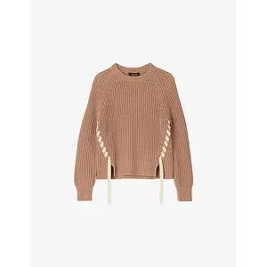 Whistles Lace-up Ribbed Knitted Jumper - Cream
