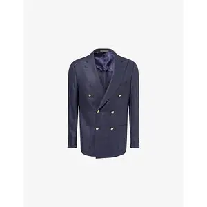 Corneliani Double-breasted Peak-lapel Linen Jacket - Navy Blue
