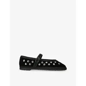 FLABELUS Mae Velvet Mary Jane Flats - Black