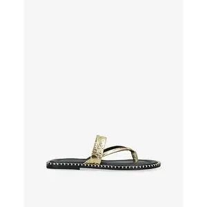 Dries Van Noten Studded Split-toe Leather Sandals - Gold