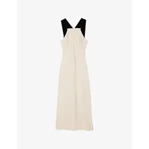 Whistles Buckle-strap Slim-fit Woven Midi Dress - Cream