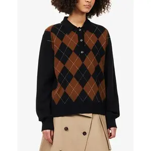 ROHE FRAMES Argyle-check Knitted Wool Polo Top