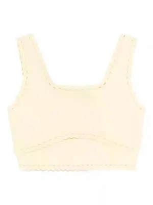 Sandro Scalloped-trim Crop Top - Yellow