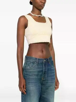 Sandro Scalloped-trim Crop Top