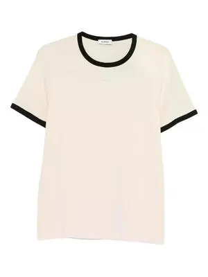 Sandro Contrast-trim T-shirt - Neutrals
