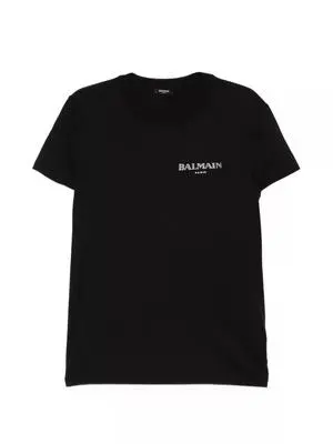 Balmain Logo-patched Round Neck T-shirt - Black