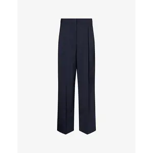 Miu Miu Tailored Straight-leg Wool-blend Trousers - Bleu