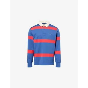 Gant Striped Rugby Cotton Polo Shirt - Vintage Blue