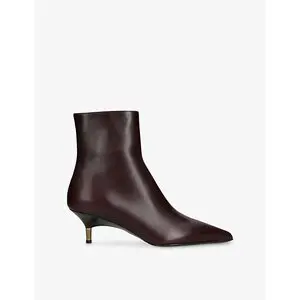 Khaite Bella 55 Leather Heeled Ankle Boots - Wine