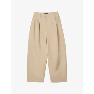 Whistles Pleated Barrel-leg Cotton Trousers - Cream
