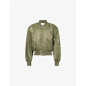 ENTIRE STUDIOS Cropped Broad Nylon Bomber Jacket - Khaki