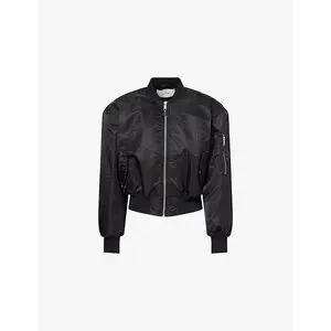 ENTIRE STUDIOS Cropped Broad Nylon Bomber Jacket - Oil