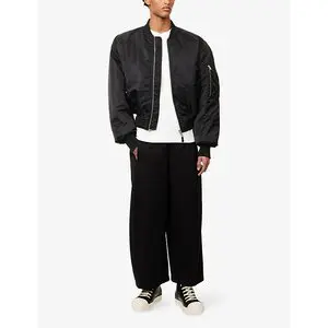 ENTIRE STUDIOS Cropped Broad Nylon Bomber Jacket - Oil