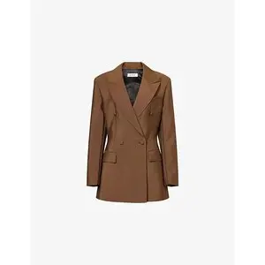 ROHE FRAMES Padded-shoulder Hourglass-waist Wool-blend Blazer - Golden Brown