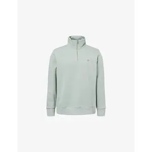 Gant Shield Embroidered-logo Cotton-blend Sweatshirt Xxl - Ceramic Grey