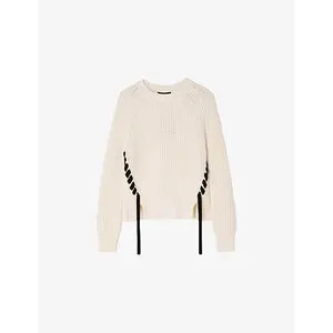 Whistles Lace-up Ribbed Knitted Jumper - Cream
