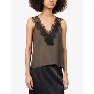 ROHE FRAMES Lace-trim V-neck Silk Top