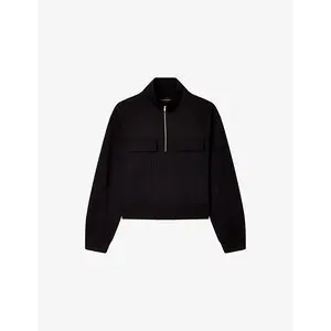 Whistles Funnel-neck Quarter-zip Cotton-blend Sweatshirt - Black