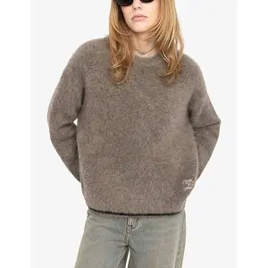 Zadig&Voltaire Brand-embroidered Wool-blend Jumper - Latte