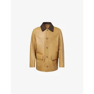 Gant Decker Contrast-collar Leather Jacket - Warm Khaki
