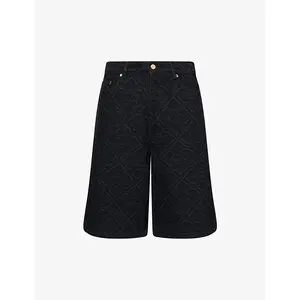 Casablanca Laser Monogram Denim Shorts - Black