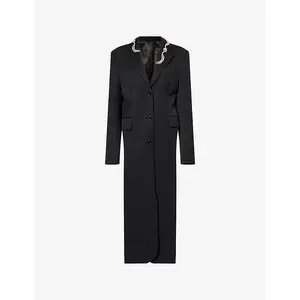 Simone Rocha Jewel-embellished Cutaway Wool-blend Tailcoat - Black Pearl Clear