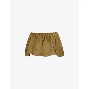 Miu Miu Logo-appliqué Drawstring-waist Cotton Mini Skirt - Militare