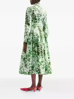 Erdem Leaf Print Tie Detailed Midi Dress