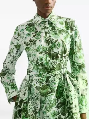 Erdem Leaf Print Tie Detailed Midi Dress