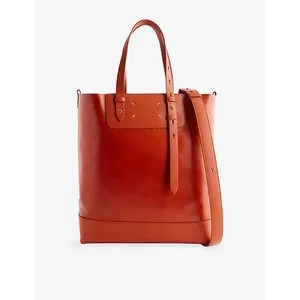 MAISON MARGIELA Vertical Leather Tote Bag - Orange/orange