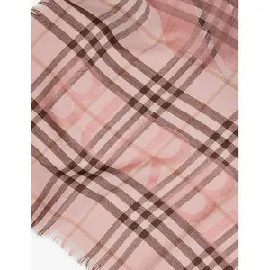 Burberry Wide Ekd Check Wool And Silk Scarf