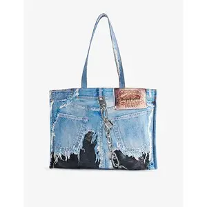 Acne Studios Trompe-l'œil Denim Print Tote Bag - Mid Blue