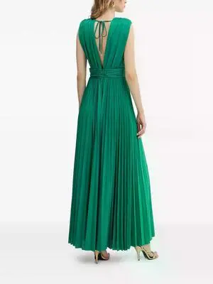 MORGAN Pleated V-neck Maxi Dress