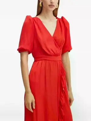 MORGAN Asymmetrical-hem V-neck Midi Dress