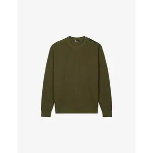 The Kooples Waffle-texture Knitted Cotton Jumper - Foret