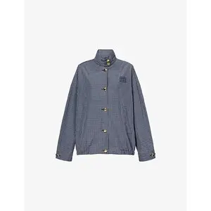 Miu Miu Brand-appliqué Checked Cotton Jacket