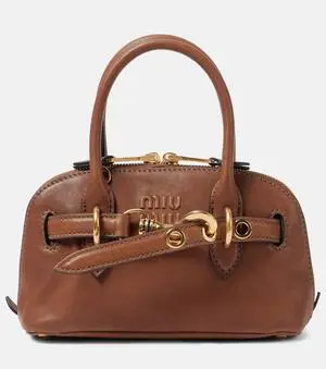 Miu Miu Aventure Mini Leather Tote Bag - Brown