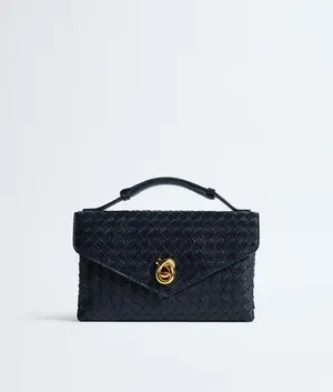 Bottega Veneta Intrecciato Leather Knot Lock Cross-body Bag - Midnight
