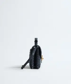 Bottega Veneta Intrecciato Leather Knot Lock Cross-body Bag - Midnight