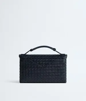 Bottega Veneta Intrecciato Leather Knot Lock Cross-body Bag - Midnight